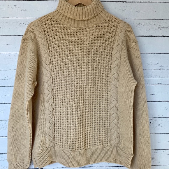 Vintage | Sweaters | Vintage Camel Color 0 Wool Chunky Sweater Usa Made ...